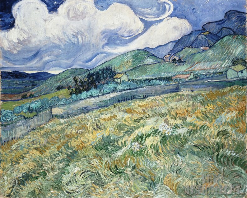 Vincent Van Gogh : Landscape With Houses 1890 Canvas Gallery - Etsy