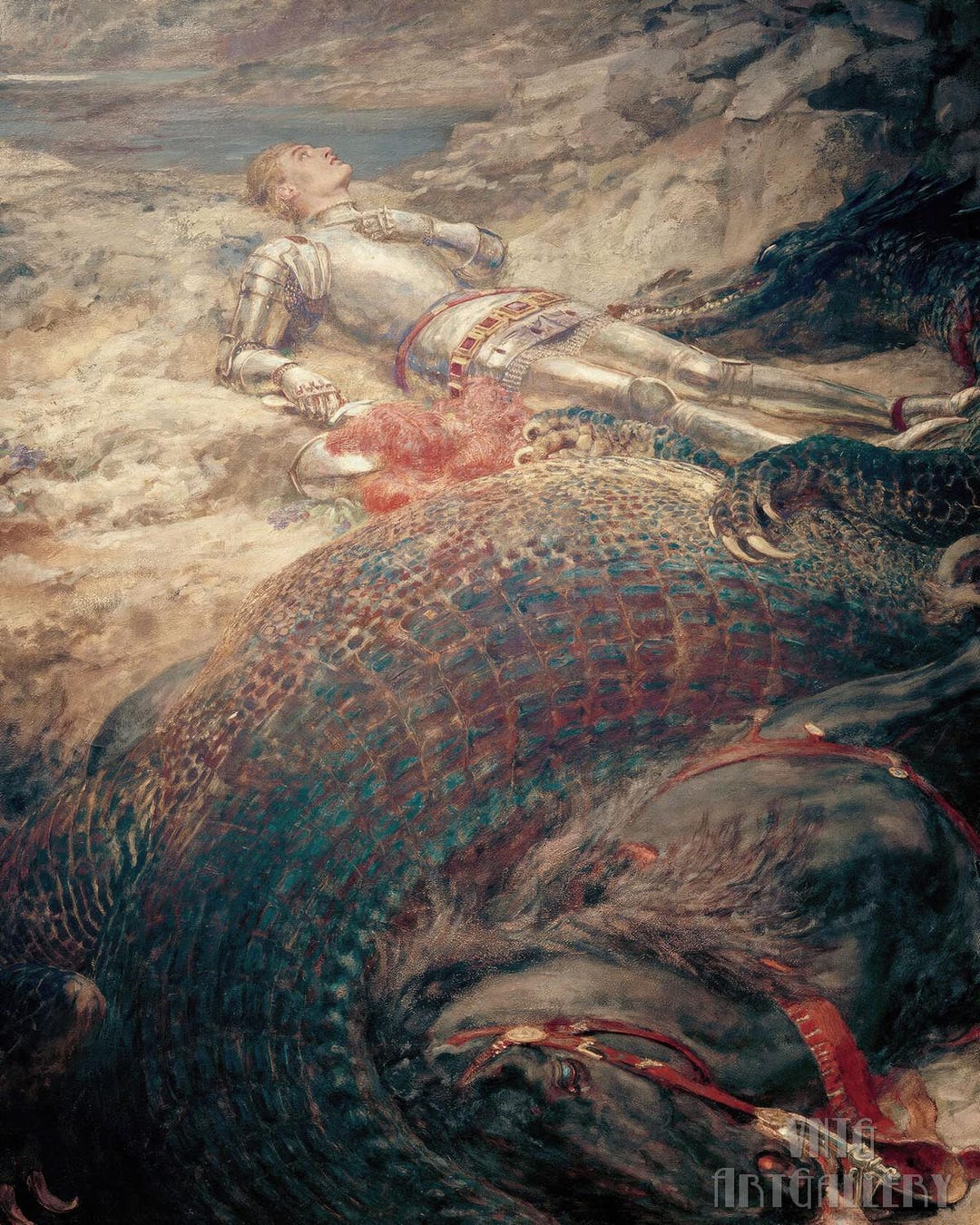 Briton Riviere : Saint George and the Dragon (1914) Gallery Wrapped or ...