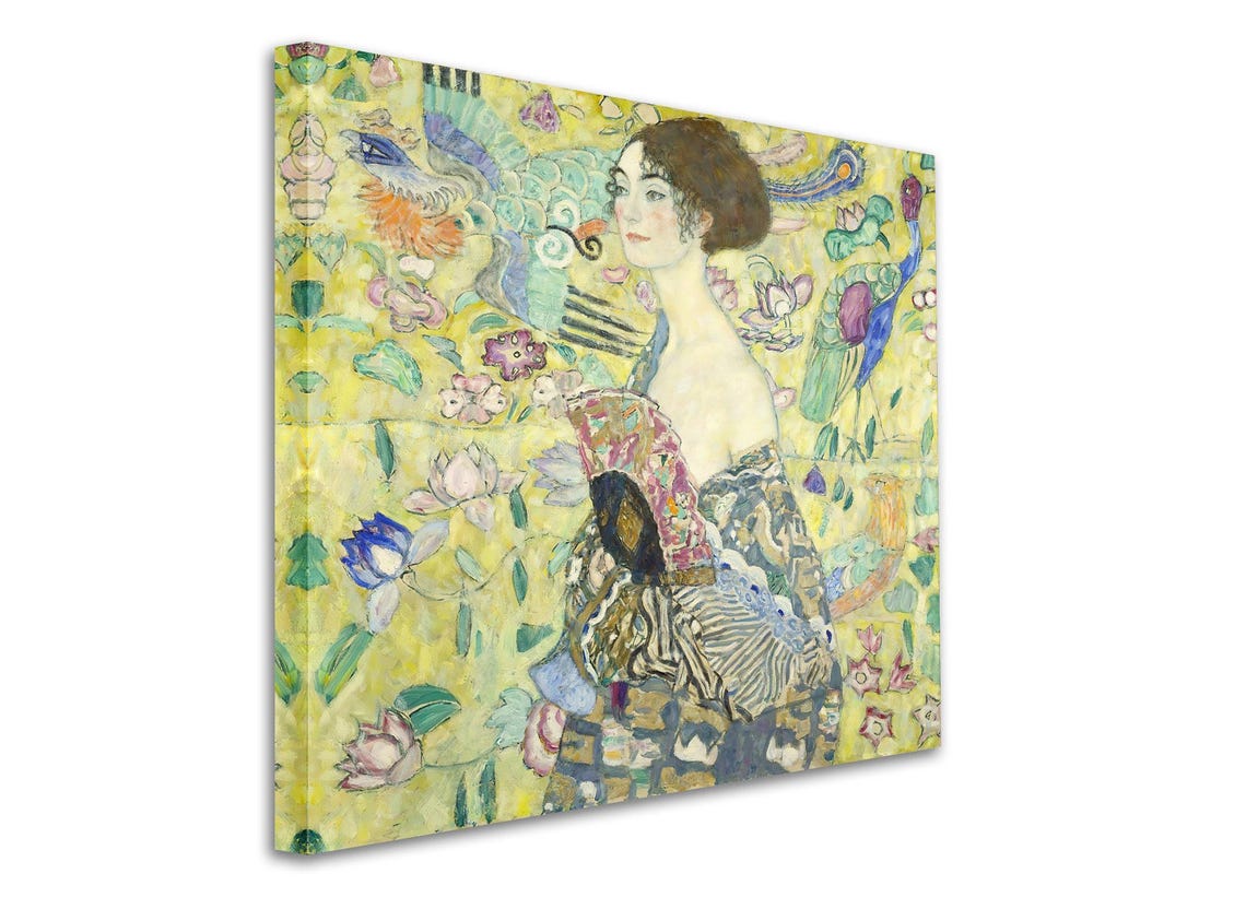 Gustav Klimt : Lady With a Fan (1918) Canvas Gallery Wrapped or Framed ...