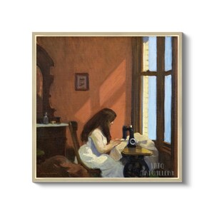 Edward Hopper : Girl at a Sewing Machine (1921) Canvas Gallery Wrapped ...
