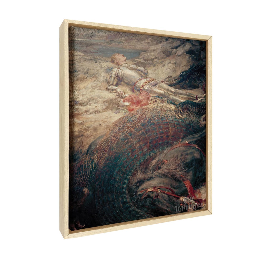 Briton Riviere : Saint George and the Dragon 1914 Gallery Wrapped or ...