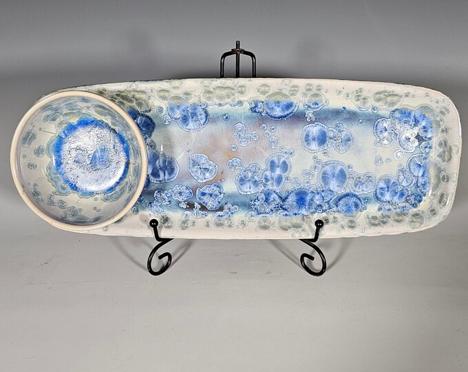 Chip and Dip Tray, Crystalline Glazed, Ceramic Chip and Dip Set ...