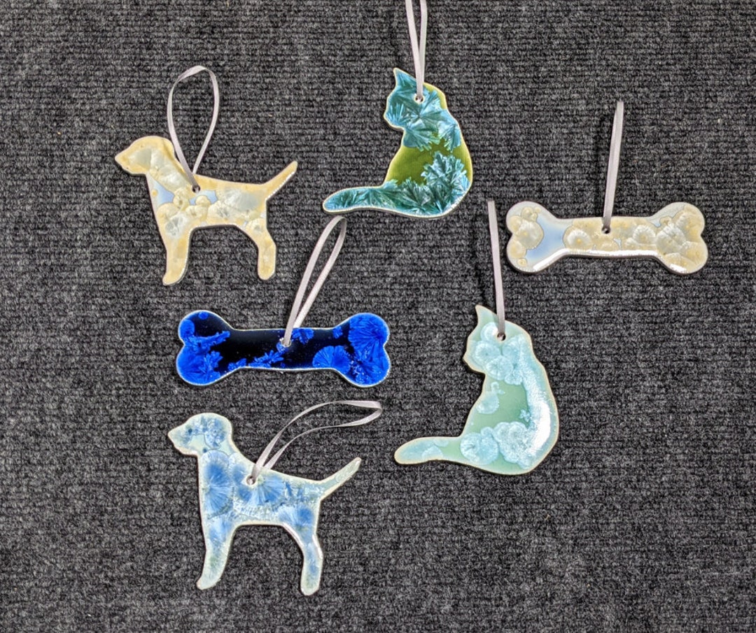 Ceramic Dog, Cat or Dog Bone Ornament - Etsy