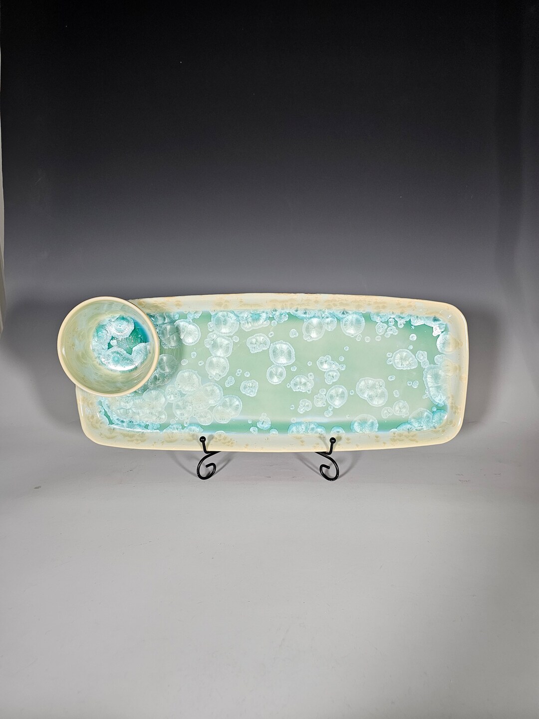 Chip and Dip Tray, Crystalline Glazed, Ceramic Chip and Dip Set ...