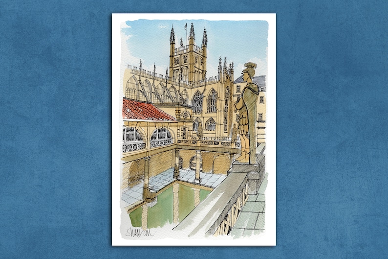THE ROMAN BATHS | Bath, England | A4 Colour Print Taken From an ...
