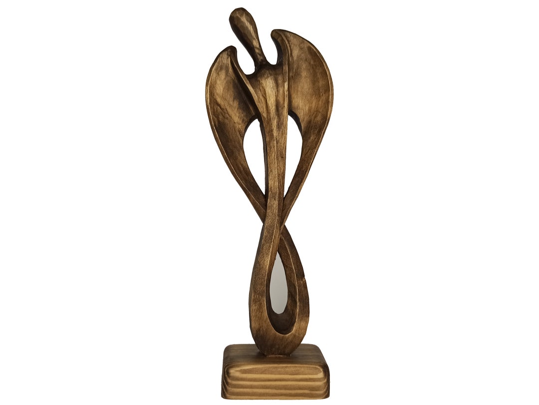 Hand Carved Wooden Angel Figurine, Modern Sculpture Art (8.5") - Etsy