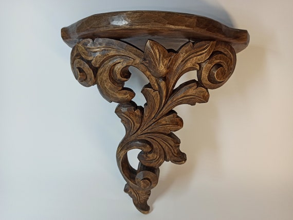 Vintage Shelf Unique Hand Carved Wall Shelf Carved Wooden - Etsy