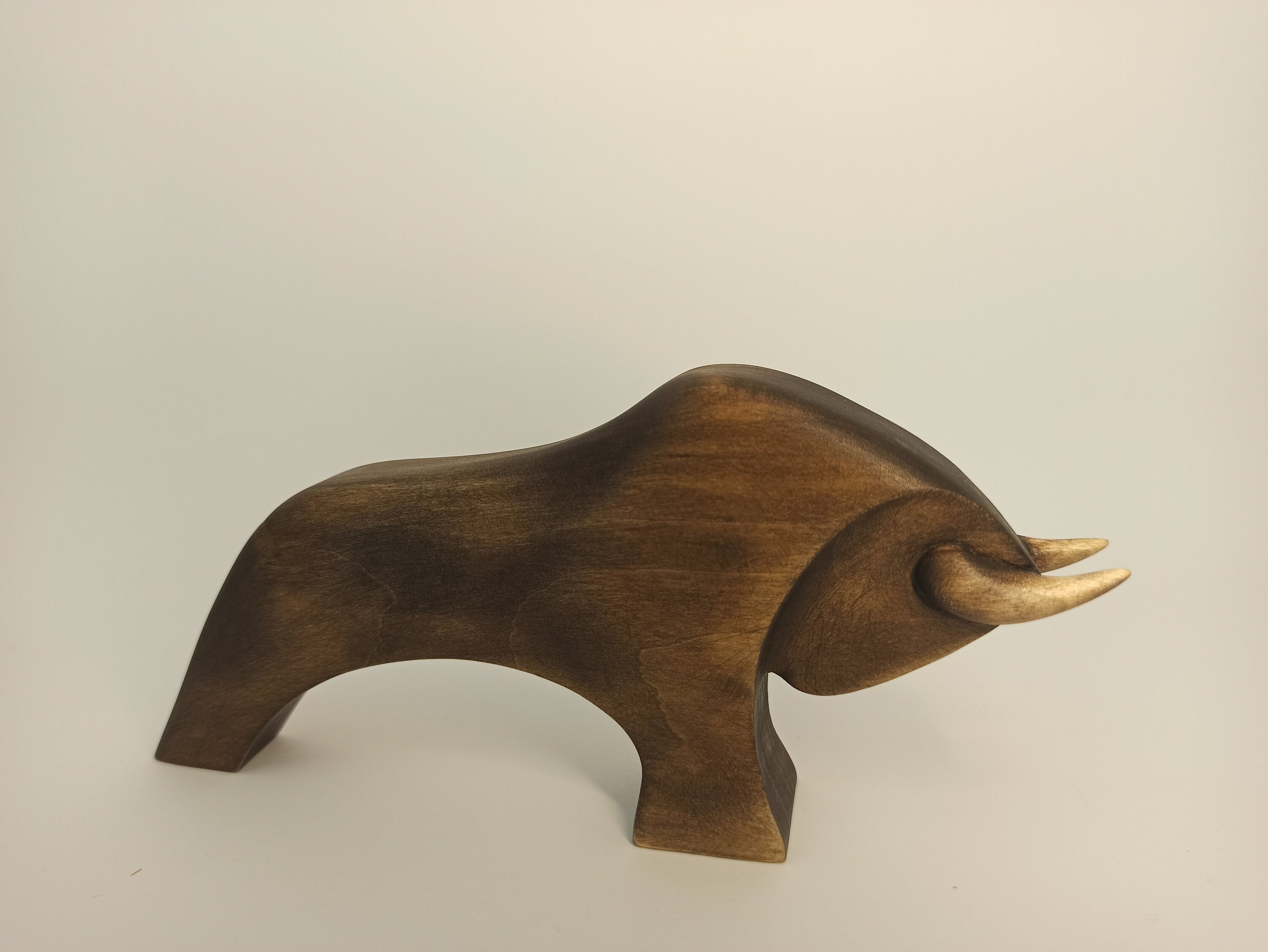 Bull statuette 3.4 Wooden bull Sculpture art Wood | Etsy