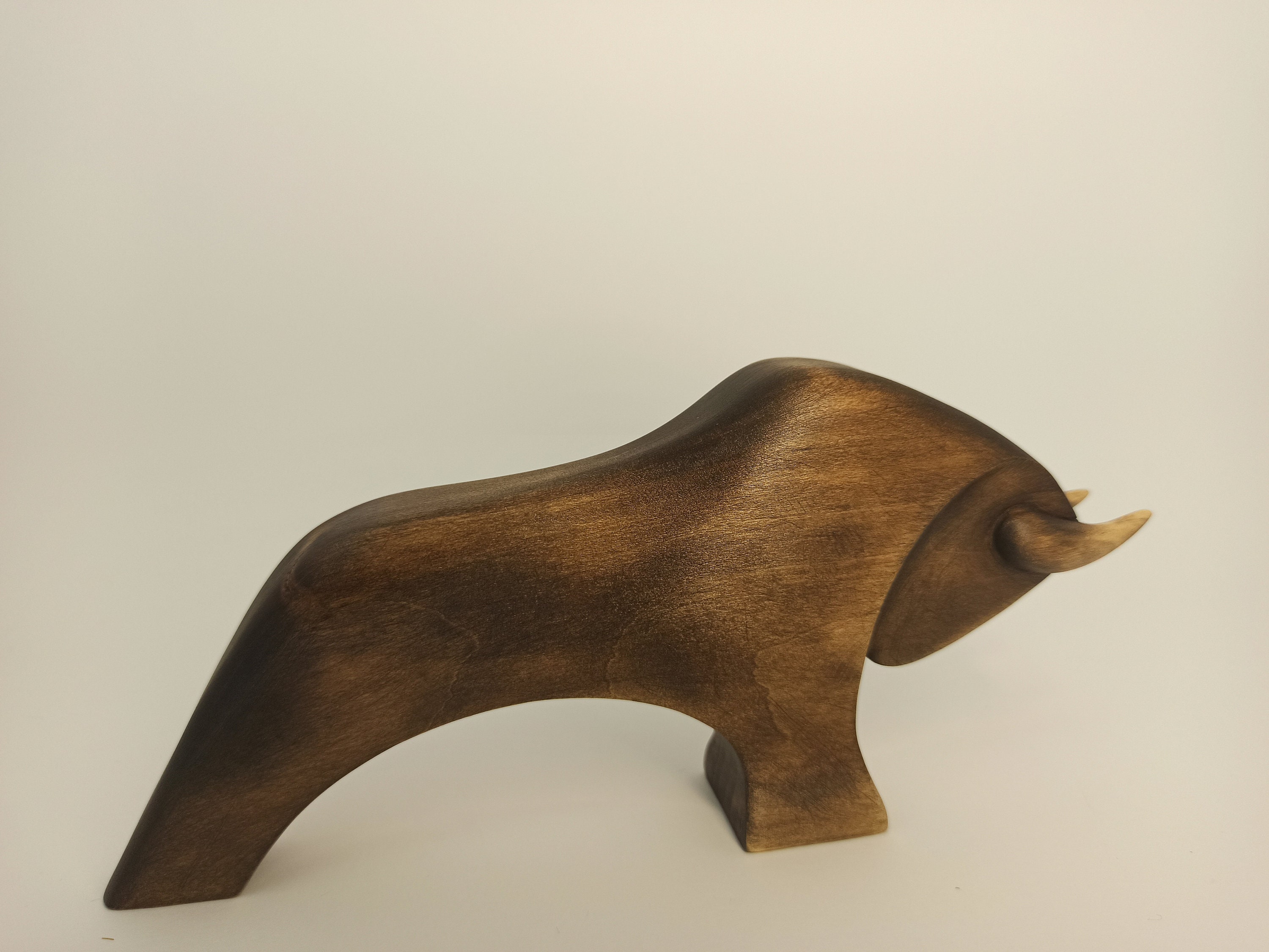 Bull statuette 3.4 Wooden bull Sculpture art Wood | Etsy