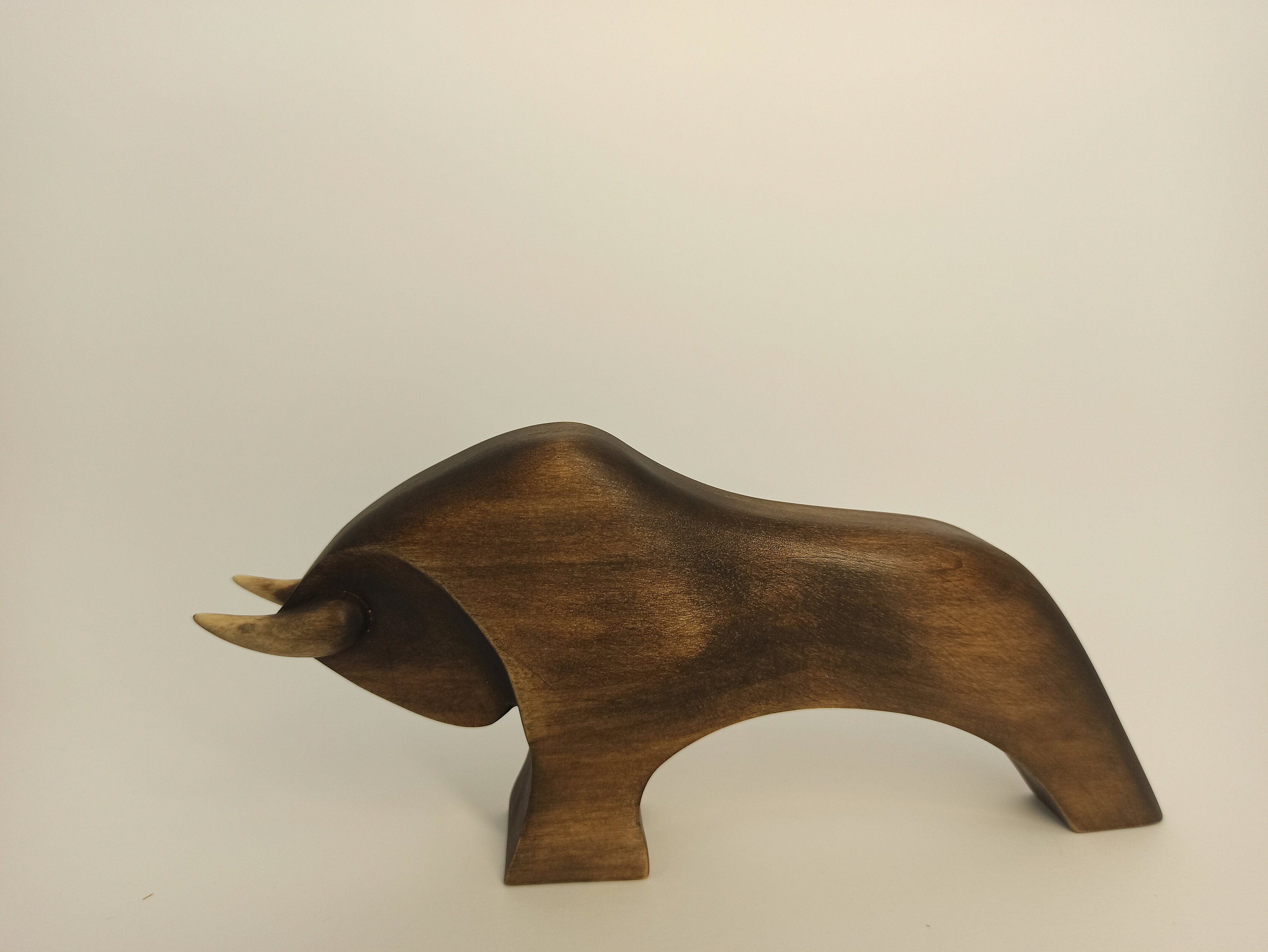 Bull statuette 3.4 Wooden bull Sculpture art Wood | Etsy