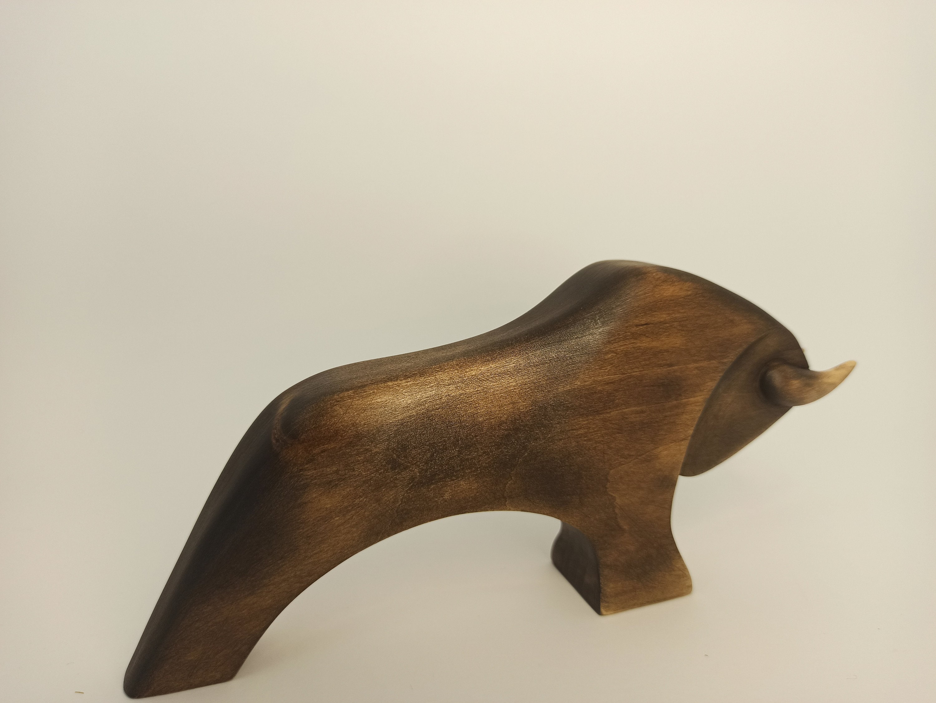 Bull statuette 3.4 Wooden bull Sculpture art Wood | Etsy