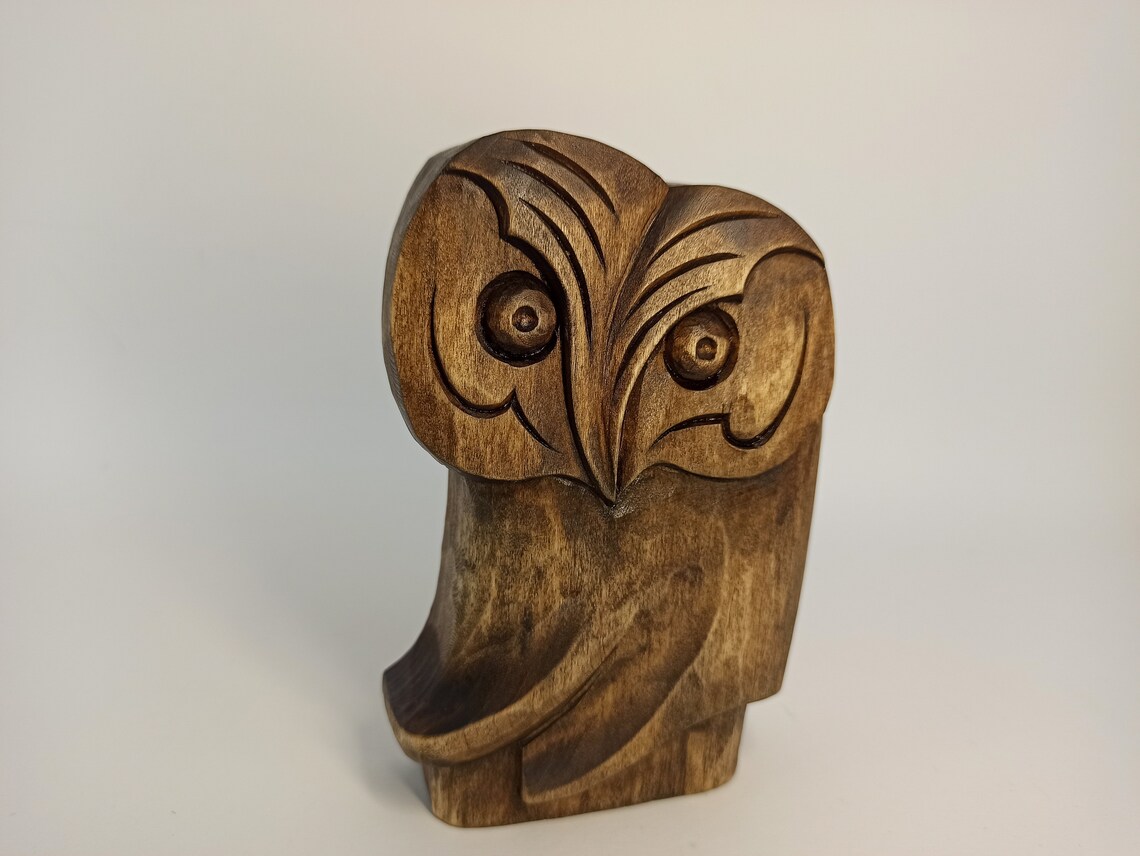 Owl figurine 5 Abstract owl figurine wood carving Owl | Etsy