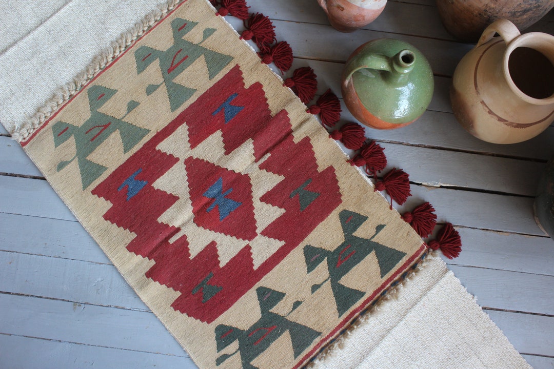 24x84 Inch Kilim Throw, Ethnic Kilim Throw, Aztec Kilim Throw, Beige ...