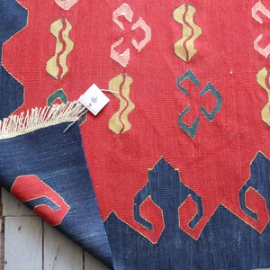4'7"x6'6" Vintage Turkish Red Kilim Rug, Ethnic Bohemian Nomadic Kilim ...