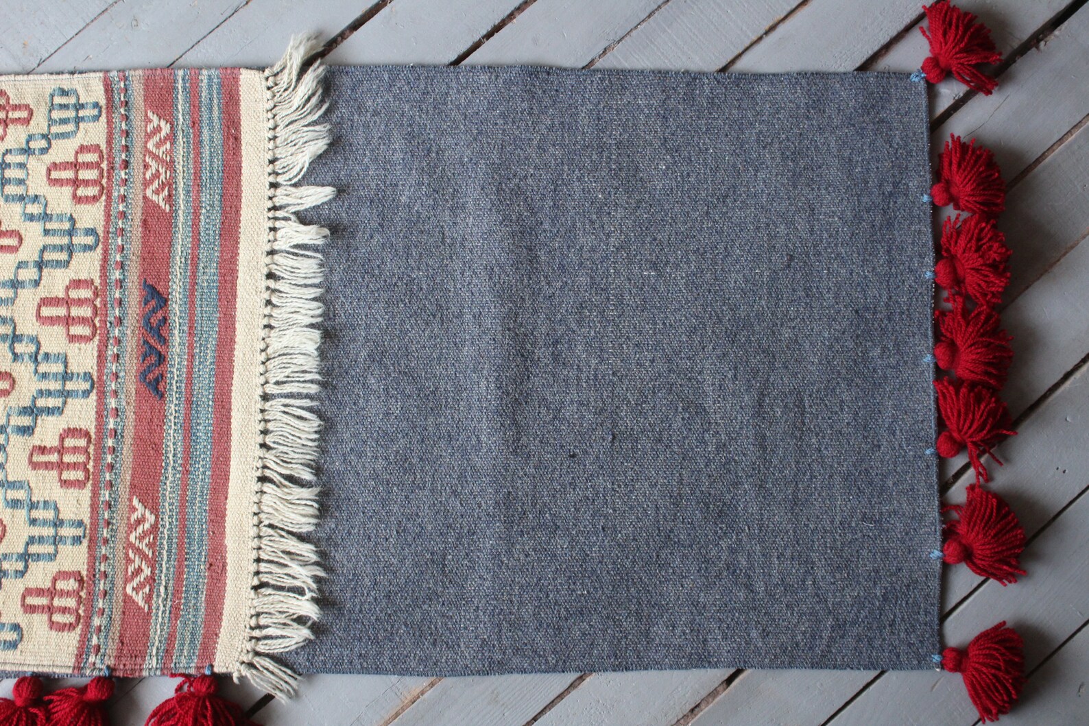 24x89 inch Blue-Red Ethnic Kilim Throw Bohemian Throw | Etsy