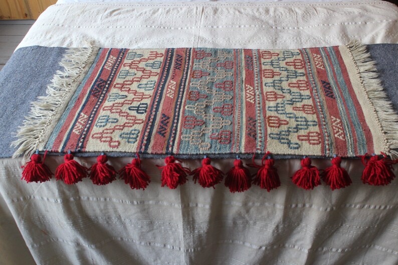 24x89 inch Blue-Red Ethnic Kilim Throw Bohemian Throw | Etsy