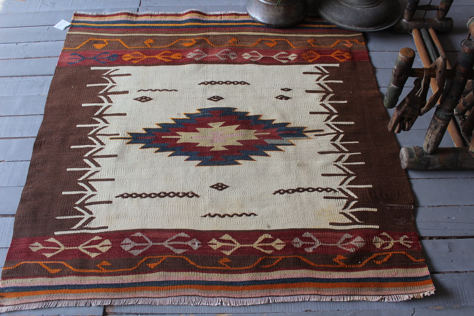 3'6x3'8 ft Vintage Aztec Design Kilim | Etsy