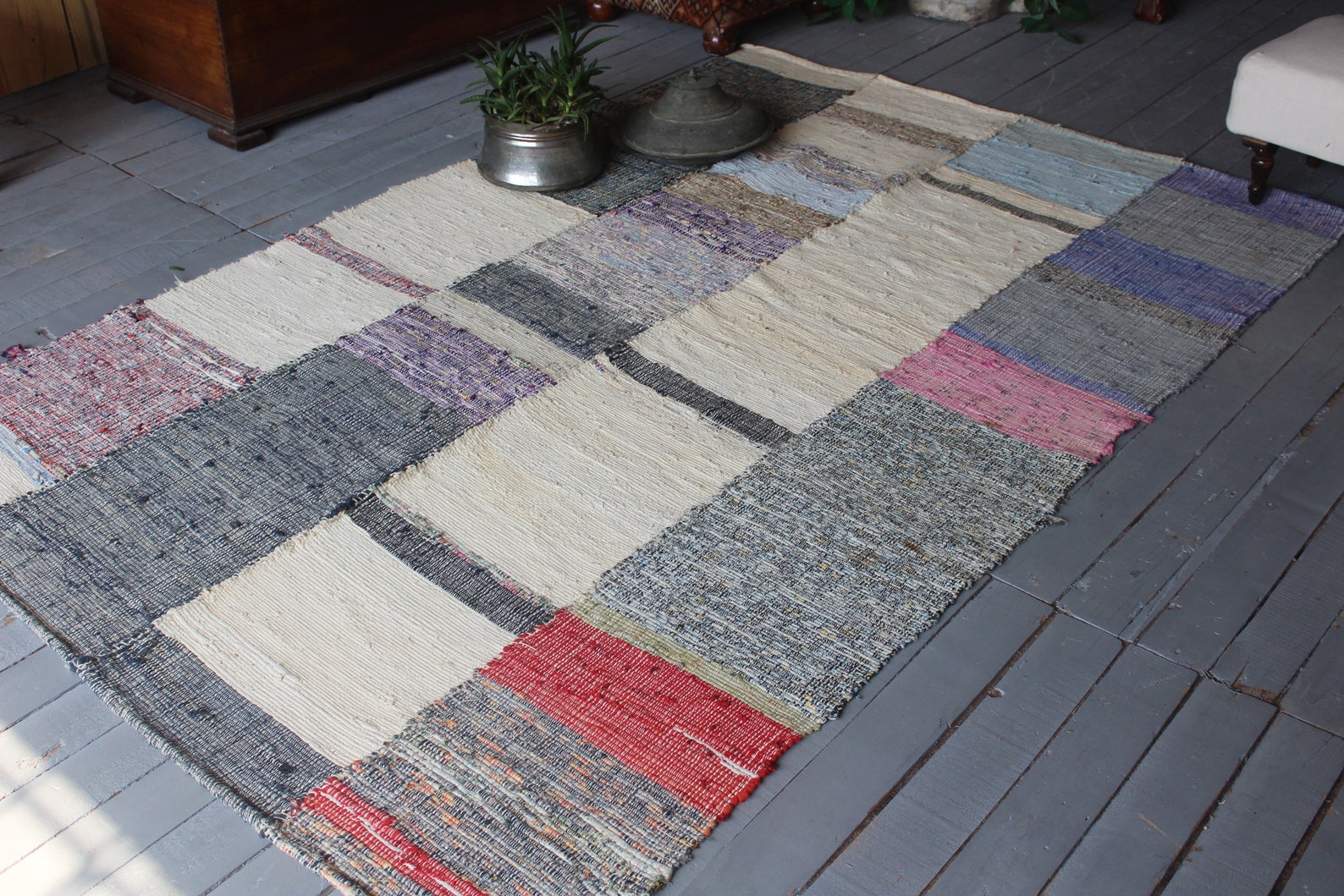 4'8x7'4 Ft Vintage Rag Rug Handmade Rag | Etsy