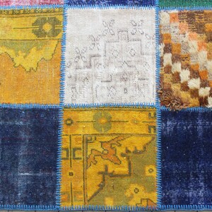 Multicoloured Handmade Patchwork Rug, Ethnic Decorative Rug, Turkish ...