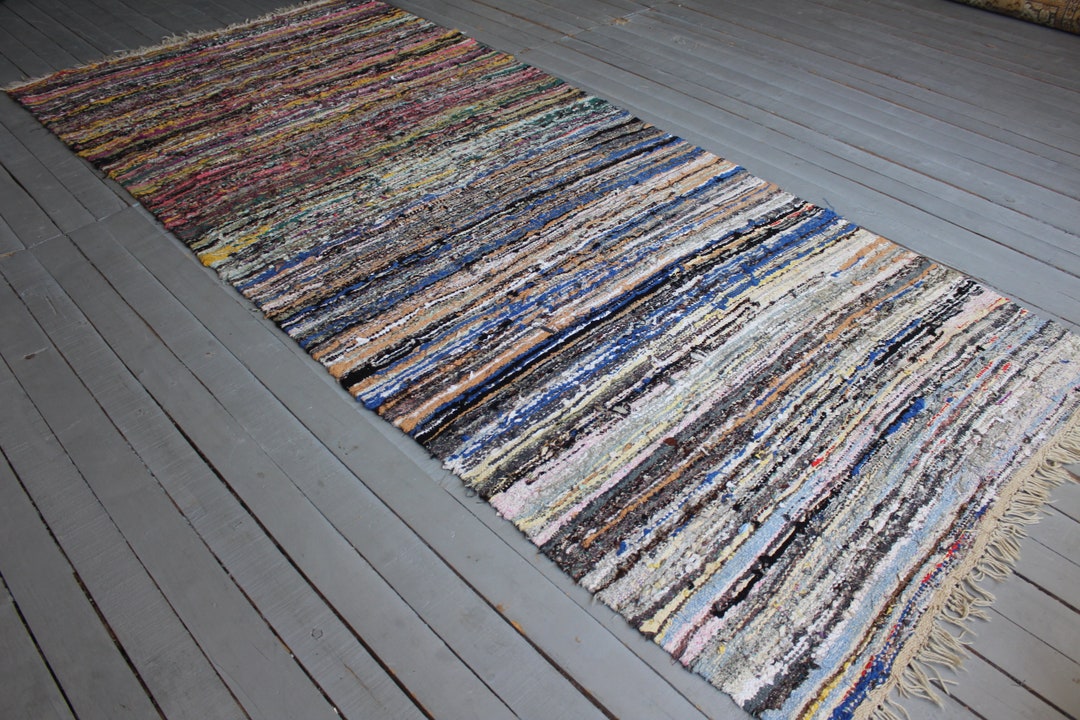 4'3x10'2 Ft Vintage RAG RUG, Vintage Chaput Kilim, Vintage Turkish ...