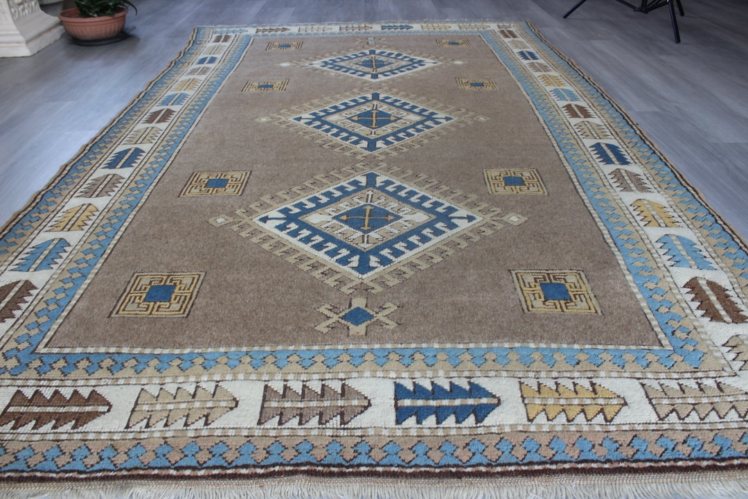 Vintage Camel Color Rug , Ethnic Design Rug, Bohemian Rug , Large ...