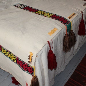 28x99 Inch Ethnic Throw, Bohemian,handmade,cross Stitch,fringed Throw ...