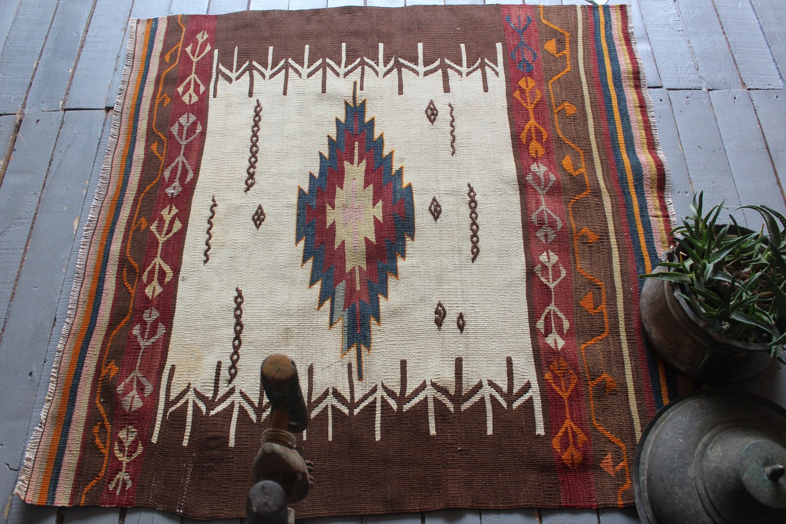 3'6x3'8 ft Vintage Aztec Design Kilim | Etsy