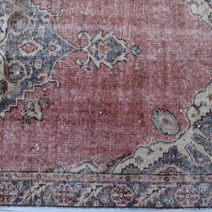 3'6"x6'2" Ft Vintage Area Rug,handwoven Distressed Red Area Rug , Low ...