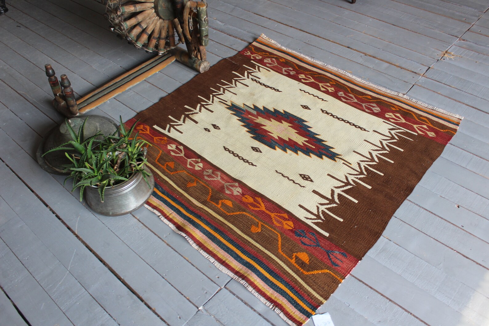 3'6x3'8 ft Vintage Aztec Design Kilim | Etsy