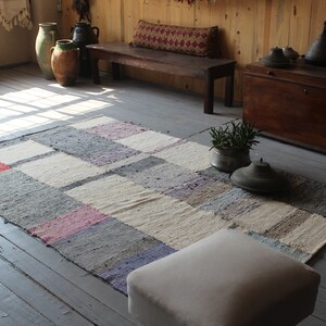 4'8"x7'4" Ft Vintage Rag Rug, Handmade Rag Rug, Ethnic Rag Rug, Turkish ...