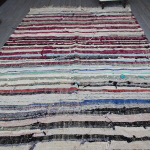 5'3"x8'4" Ft Vintage RAG RUG, Ethnic Rag Rug, Bohemian Rag Rug, Turkish ...