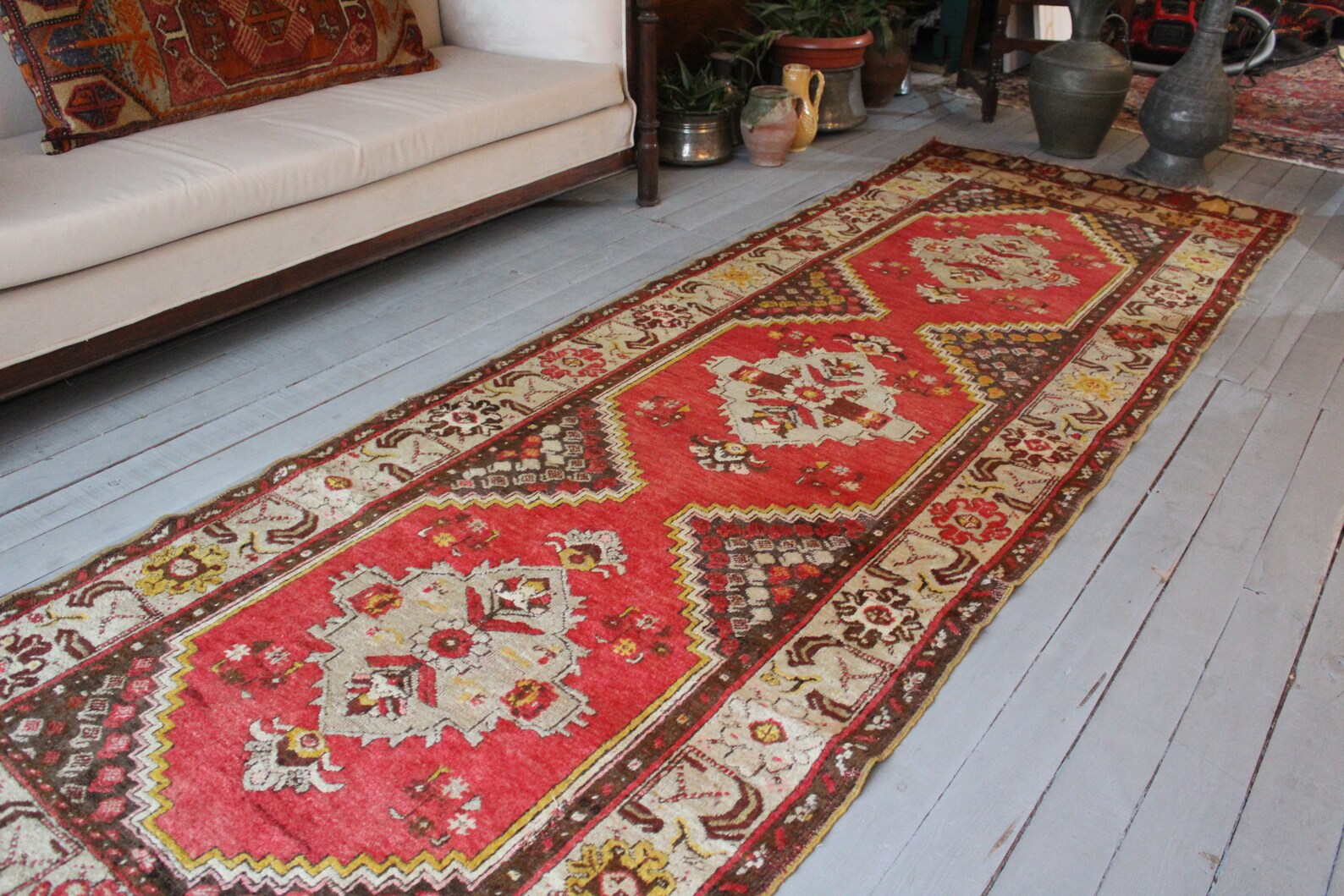 2'5x 11'0 Vintage Red Hand Spin Wool Rug - Etsy