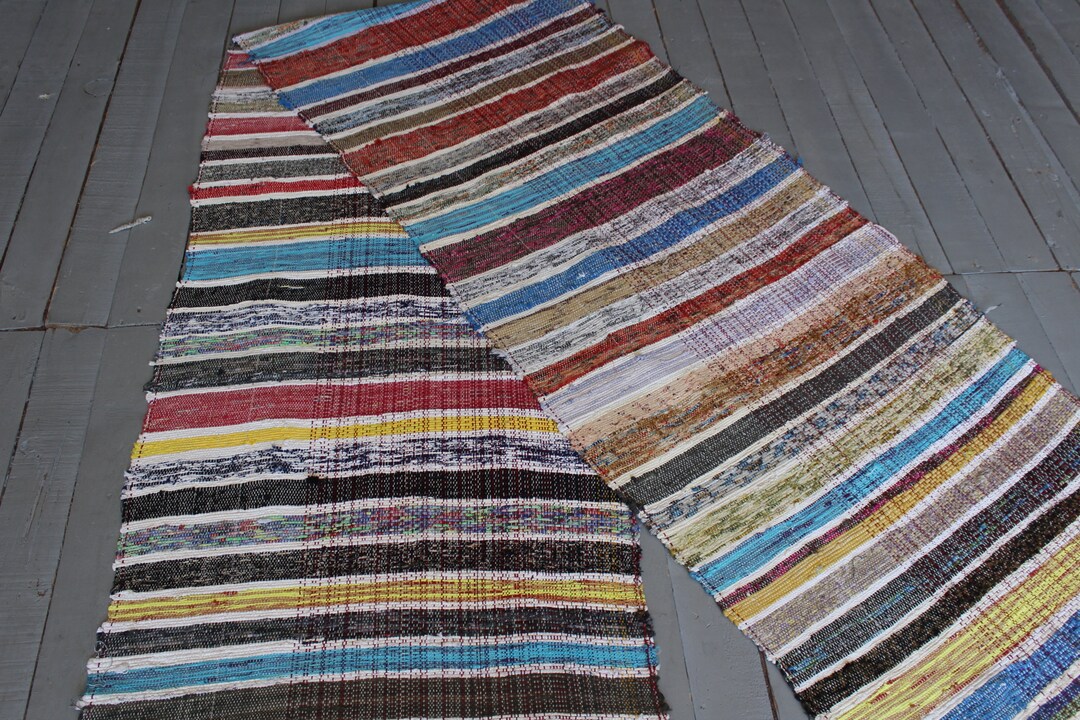 2'1"x16'5" Ft RAG RUG Runner, Vintage Rag Rug Runner, Bohemian Rag Rug ...