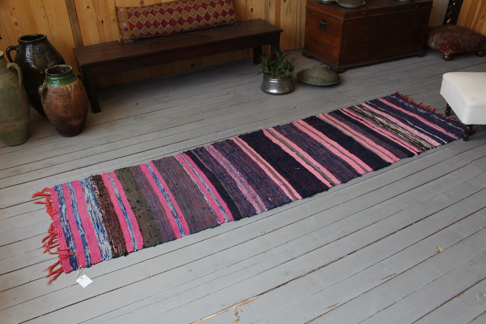 2'2"x 8'ft RAG RUG, Vintage Rag Rug, Ethnic Bohemian Rag Rug, Turkish ...