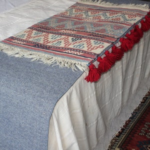 24x89 Inch Blue-red Ethnic Kilim Throw, Bohemian Throw, Turkish Kilim ...