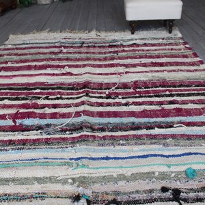 5'3"x8'4" Ft Vintage RAG RUG, Ethnic Rag Rug, Bohemian Rag Rug, Turkish ...