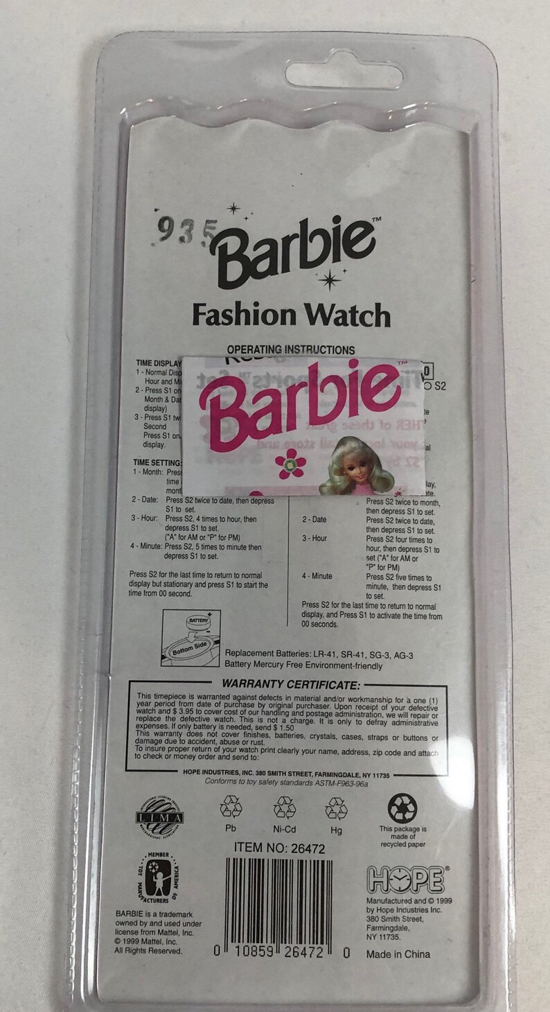 Vintage 1999 Barbie Watch 90s Toy / Mattel / 1990s - Collectible ...