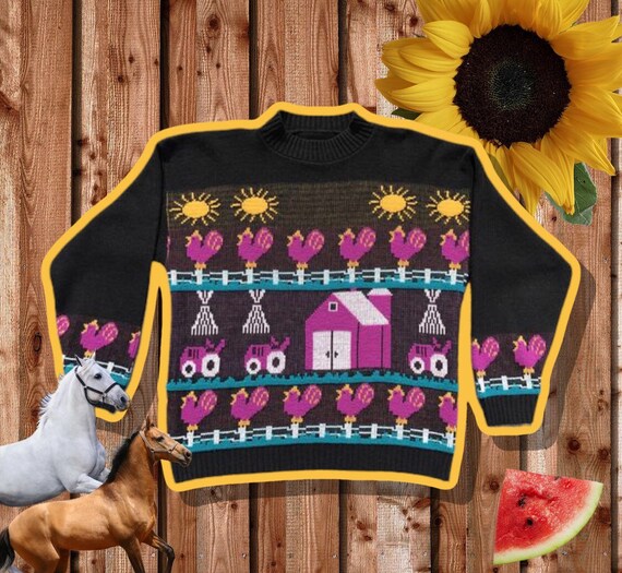 Kawaii Country Farm Sweater / Girl Boy / Harajuku Pas… - Gem