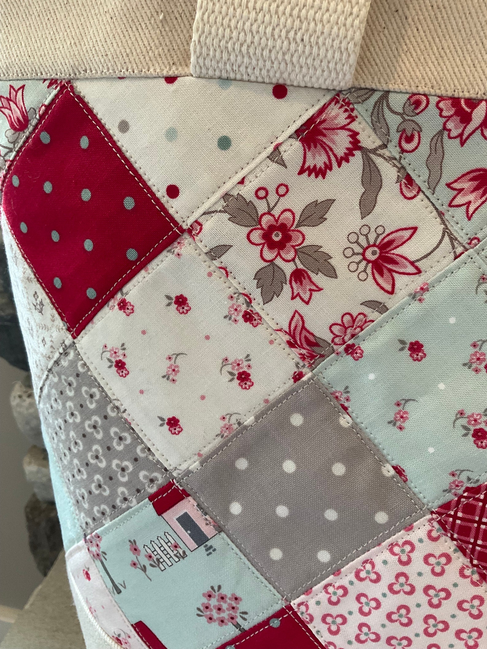 Quilted Tote Bag With Attached Matching Coin Purse, Shopping Tote ...