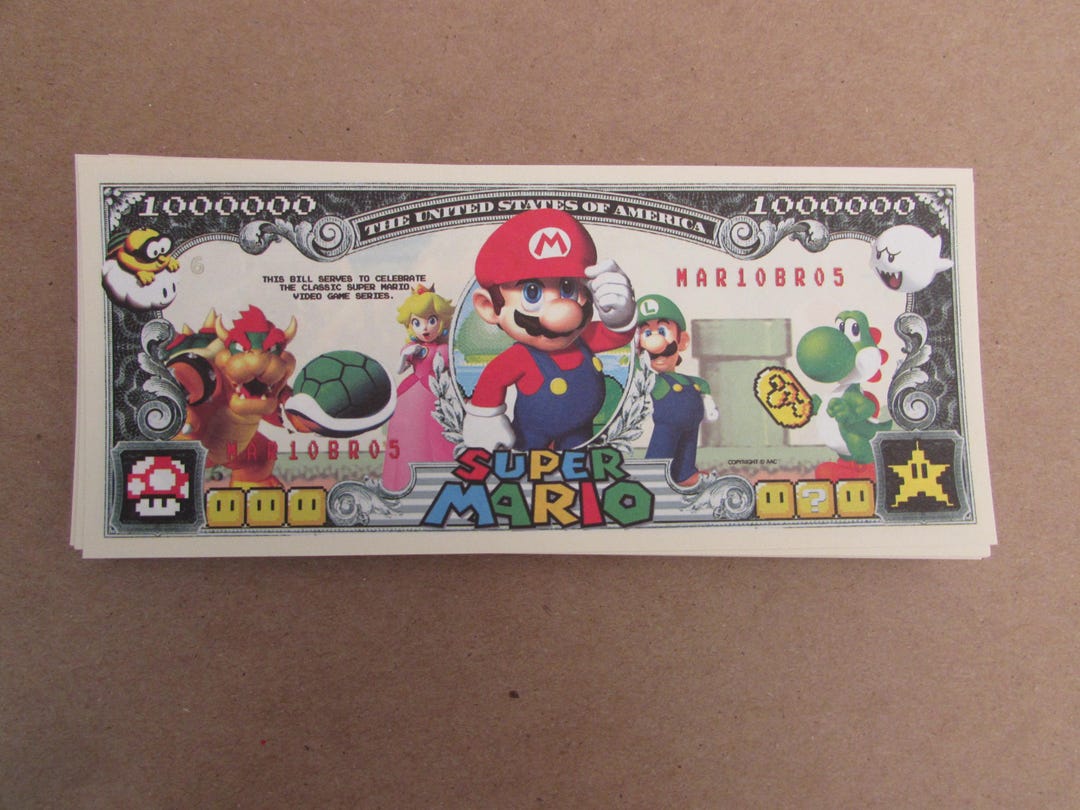 Lot of 10 Super Mario MILLION DOLLAR BILLS - Etsy