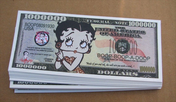 10 Betty Boop Million Dollar Bills NOVELTY MILLION Money Memorabilia ...