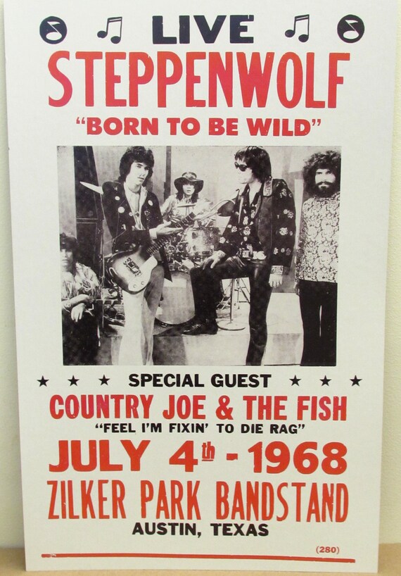 Vintage Steppenwolf Concert Poster Austin Texas 1968 | Etsy