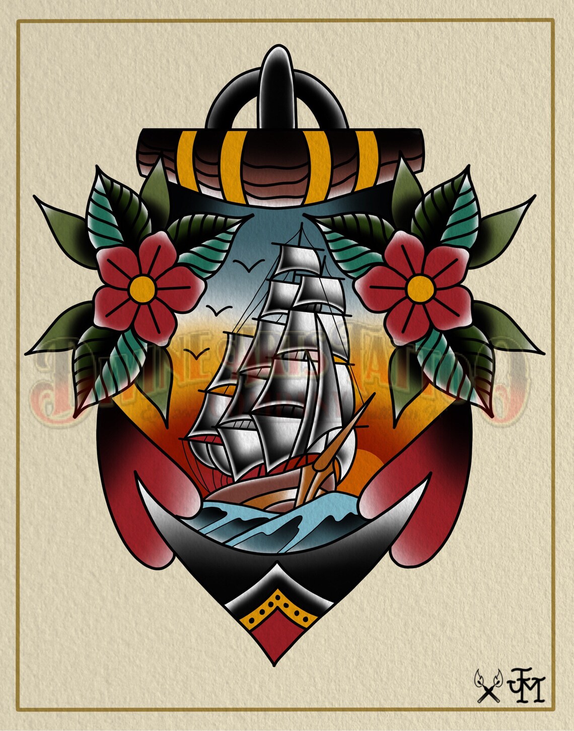 Anchor Clipper Ship Print - Etsy