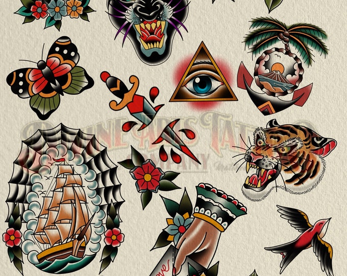 Tattoo Flash Poster | Etsy