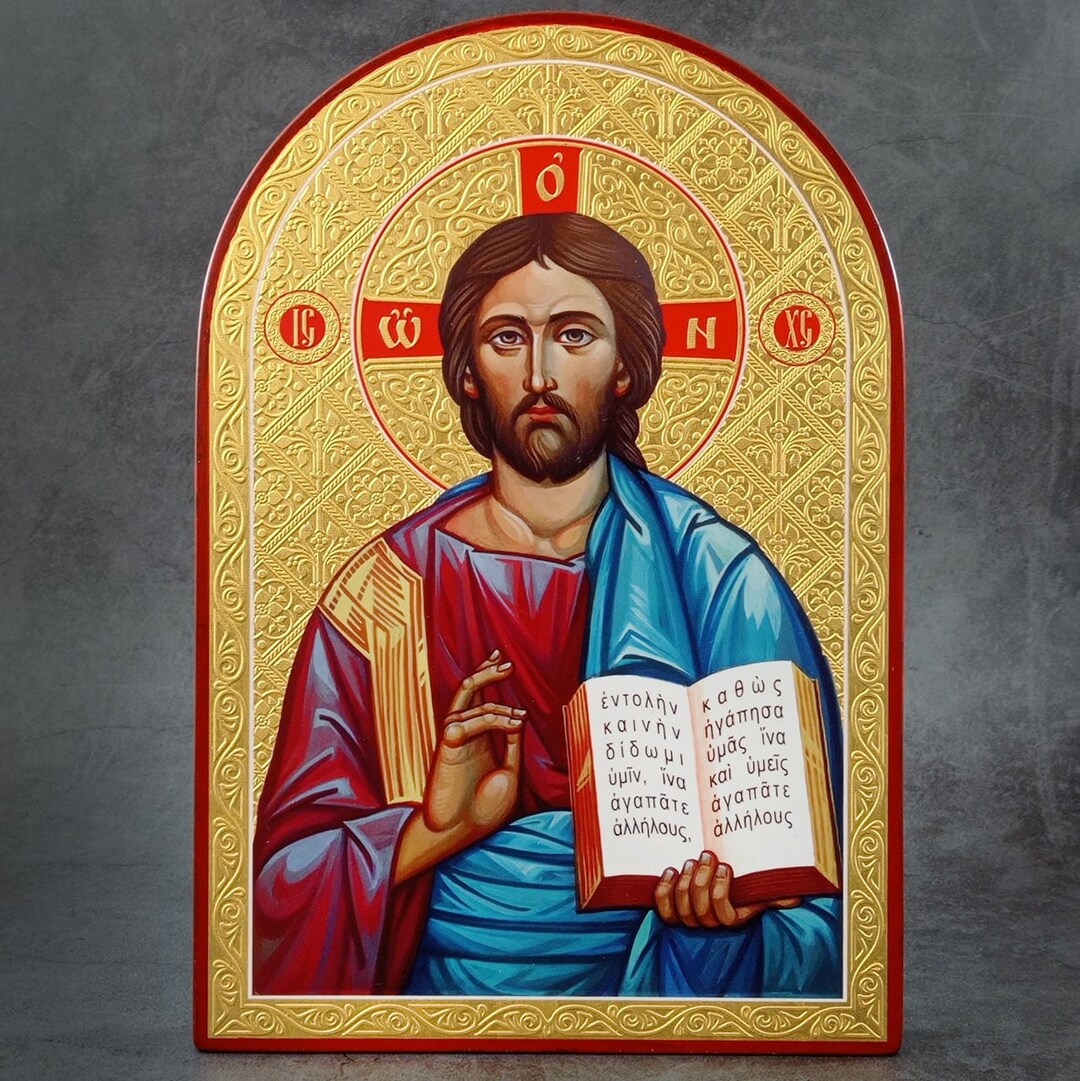 Byzantine Handmade Icon Replica: Jesus Christ Pantocrator - Greek ...
