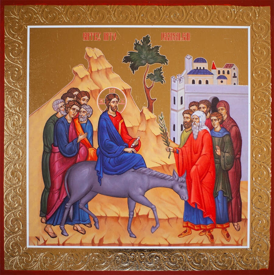 Orthodox Icon Entry Into Jerusalem - Handmade Greek Byzantine Icon On ...