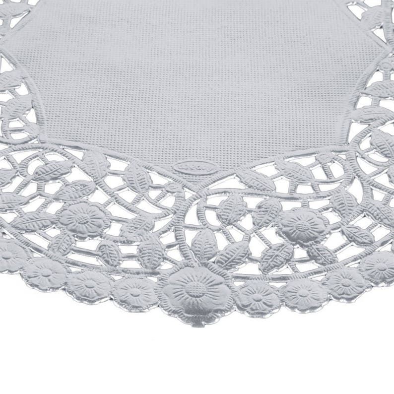 50ct Silver Foil Doilies Silver Doily Silver Metallic Foil | Etsy