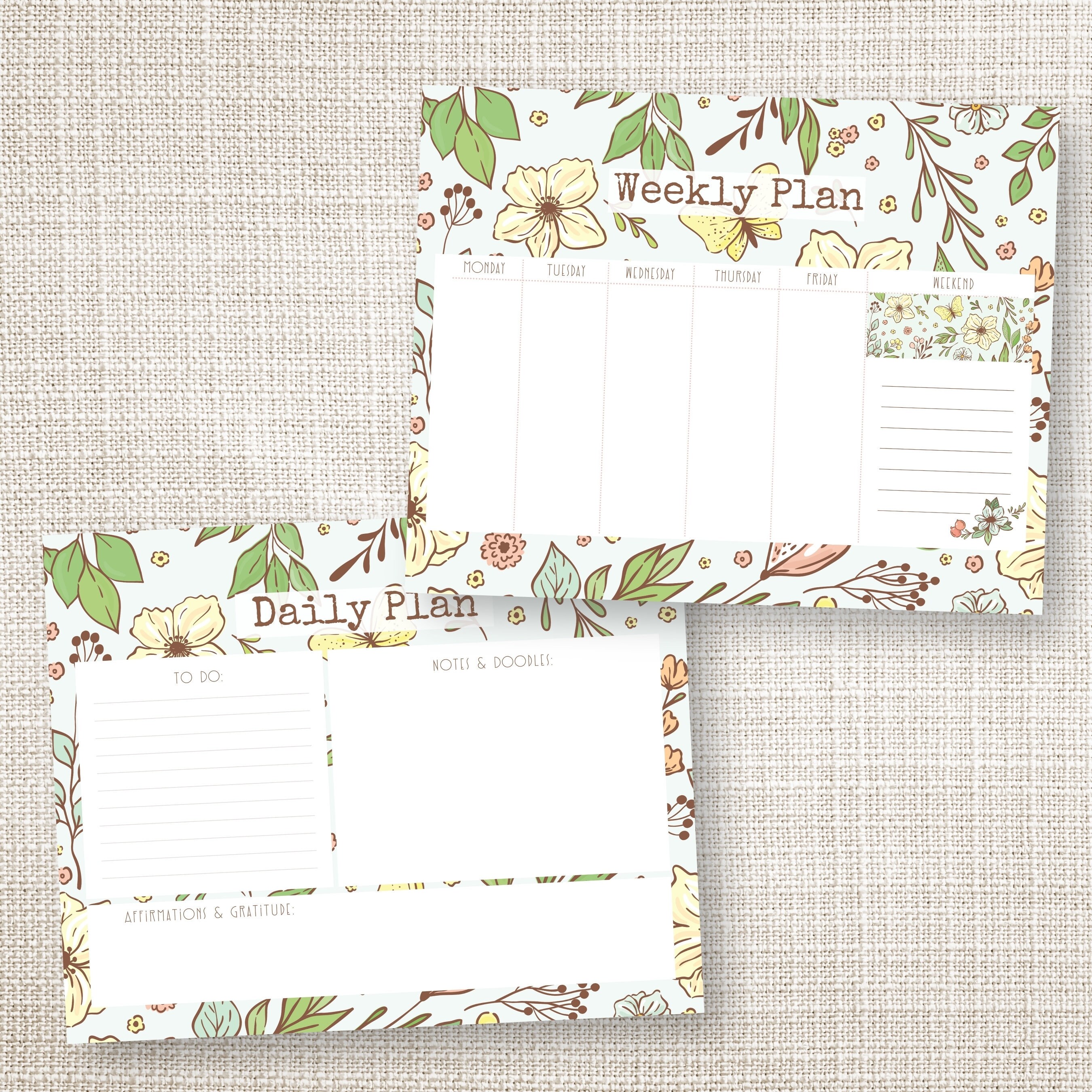 Daily Weekly Notes Planner Journal Calendar Printable - Etsy