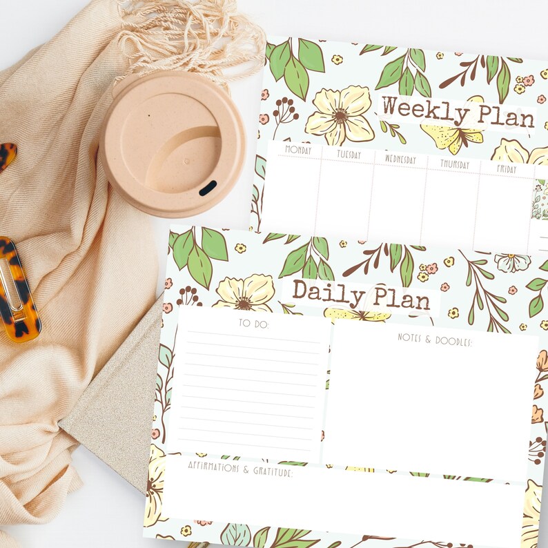 Daily Weekly Notes Planner Journal Calendar Printable - Etsy