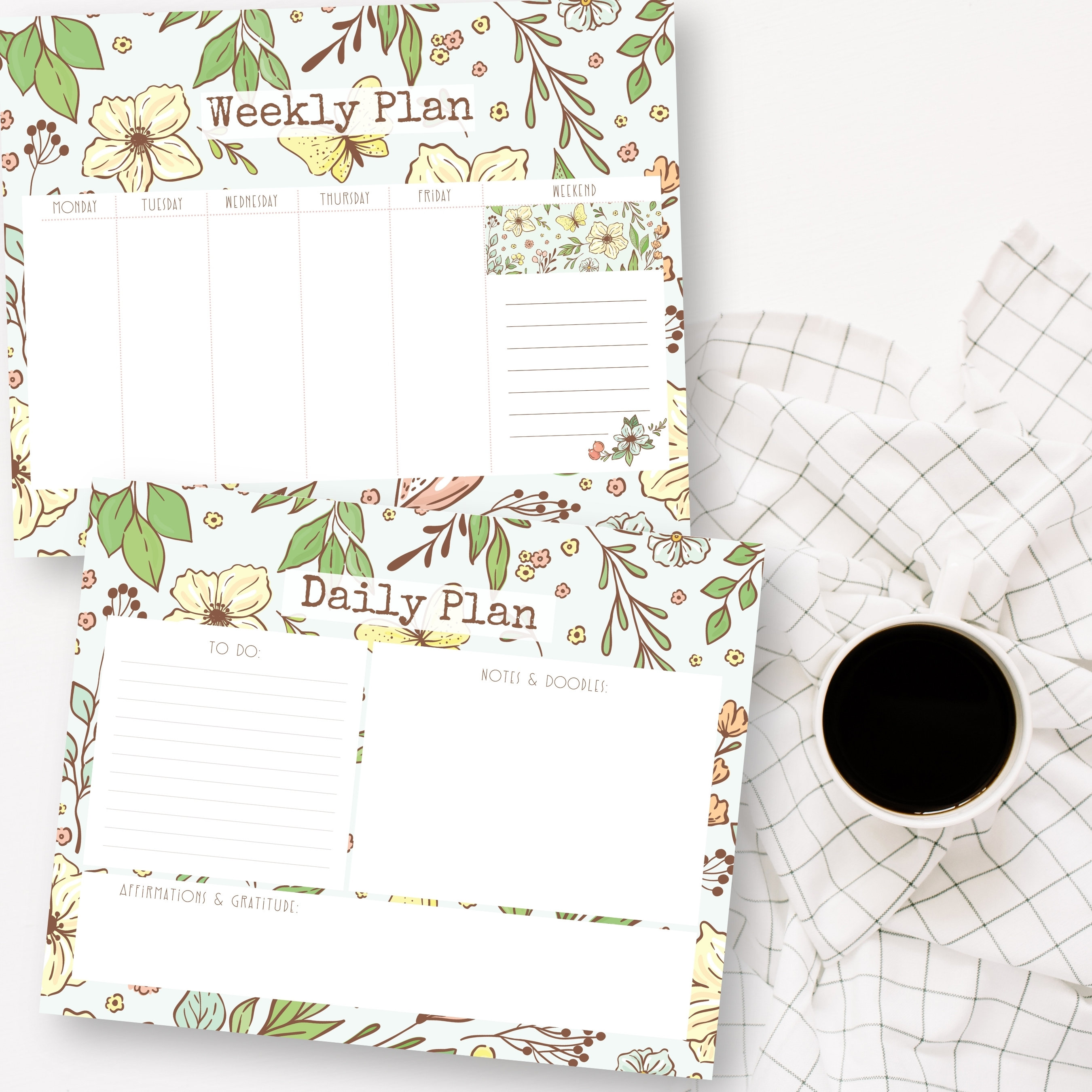 Daily Weekly Notes Planner Journal Calendar Printable - Etsy